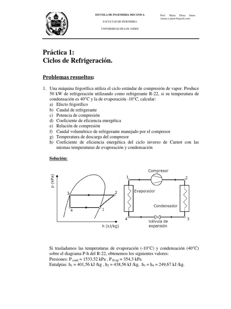 Ejercicios-Ciclo de Refrigeración | PDF