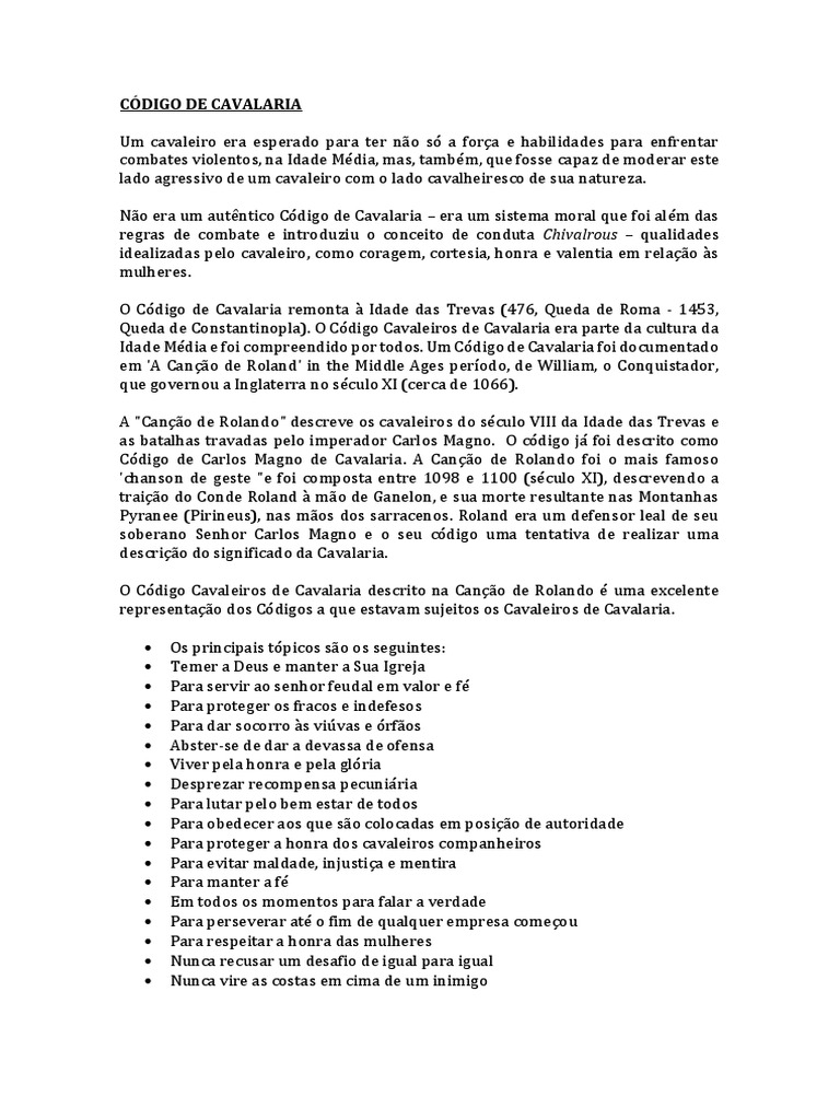 Código Da Cavalaria - Literatura Medieval | PDF