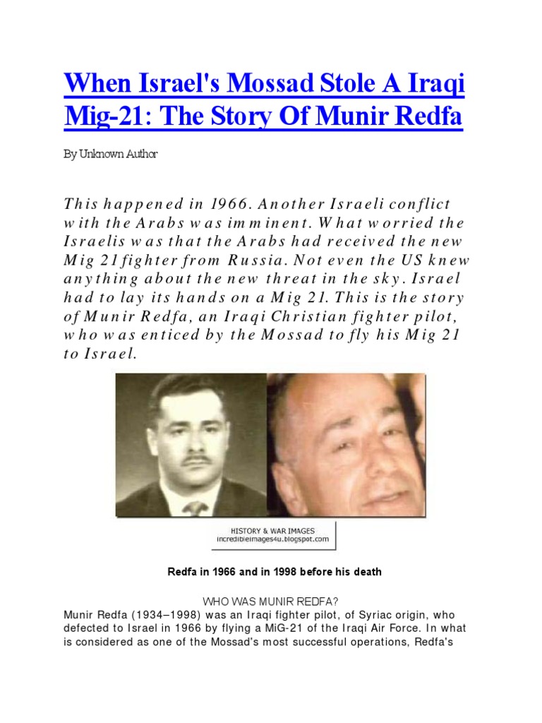 Mossad Stole A Iraqi Mig21 Story of Munir Redfa by Unknown | PDF