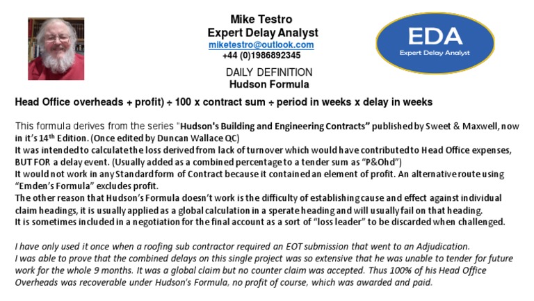 DA Hudson Formula | PDF