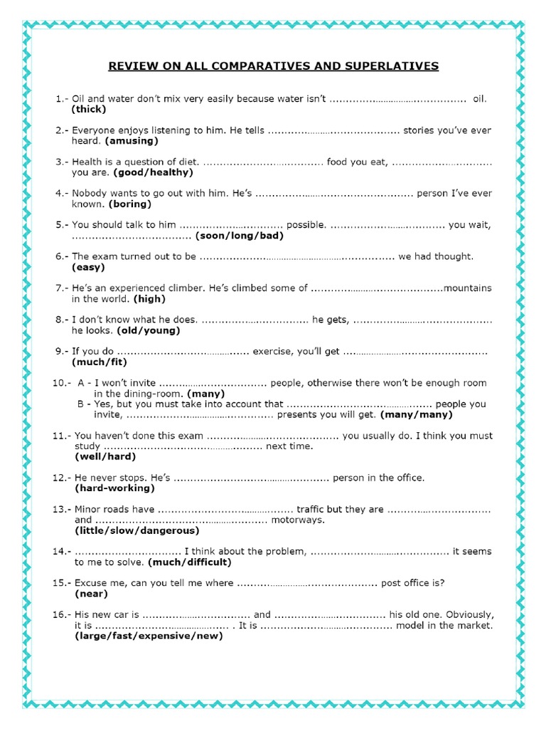 Comparatives Homeworkujhhhh | PDF