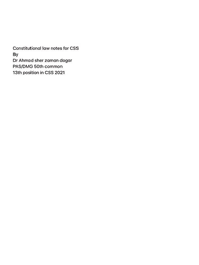 CSS Constitutional Law Notes by DR Sher | PDF