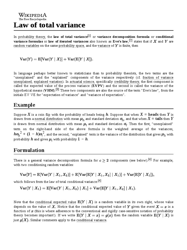 Law of Total Variance | PDF