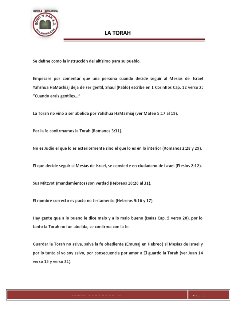 La Torah | PDF | Libro del éxodo | Mitzvá