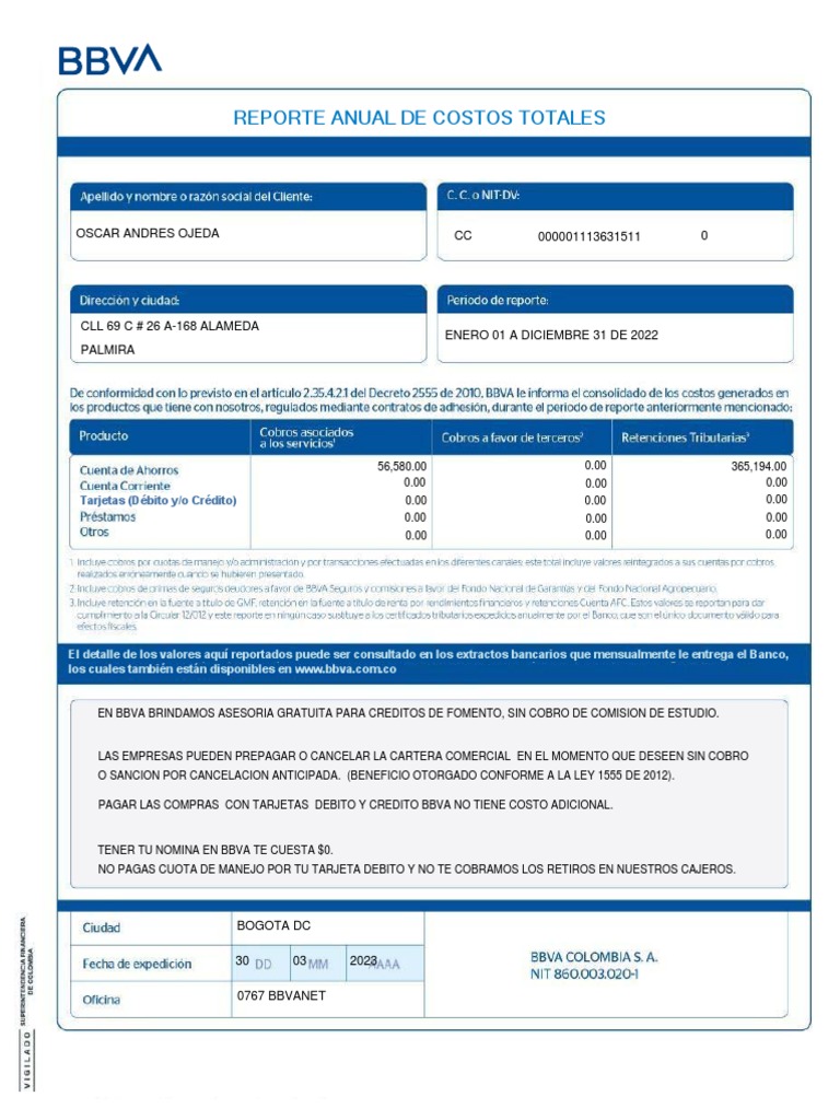 Costos Totales 22 - Bbva | PDF