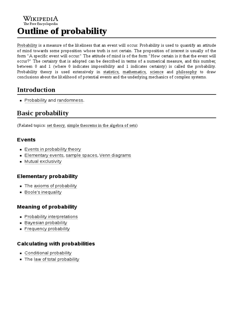 Outline of Probability | PDF | Stochastic Process | Probability