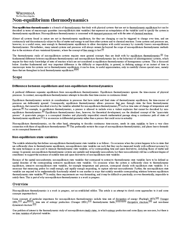 Non-Equilibrium Thermodynamics | PDF