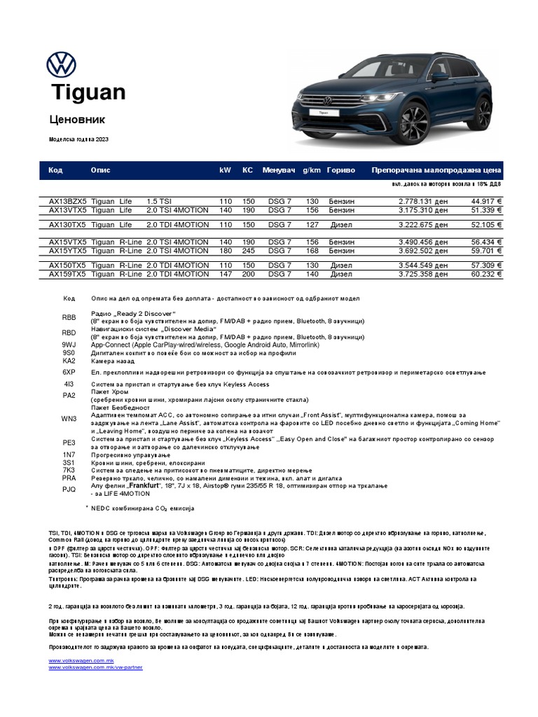 Tiguan Ax1 01 2023 El Form | PDF