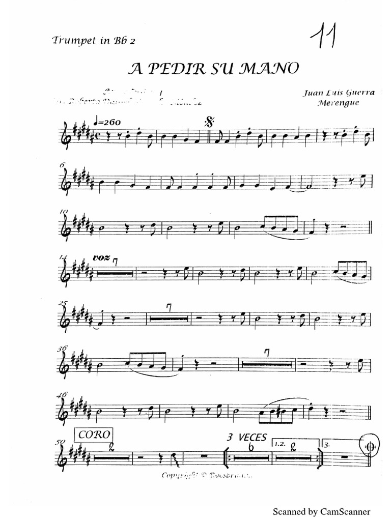 A PEDIR SU MANO-Trompeta 2da | PDF