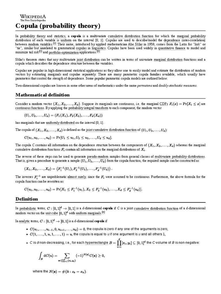 Understanding Copulas in Probability Theory | PDF