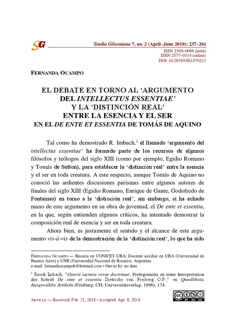 F. Ocampo, El Debate en Torno Al Argumento... | PDF | Esencia | Realidad