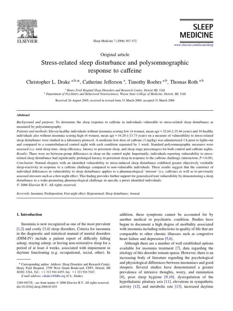 Drake Et Al, 2006 | PDF | Insomnia | Sleep