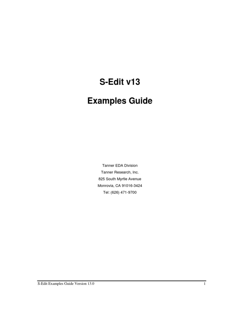 S-Edit Examples Guide | PDF | Spice | Mosfet