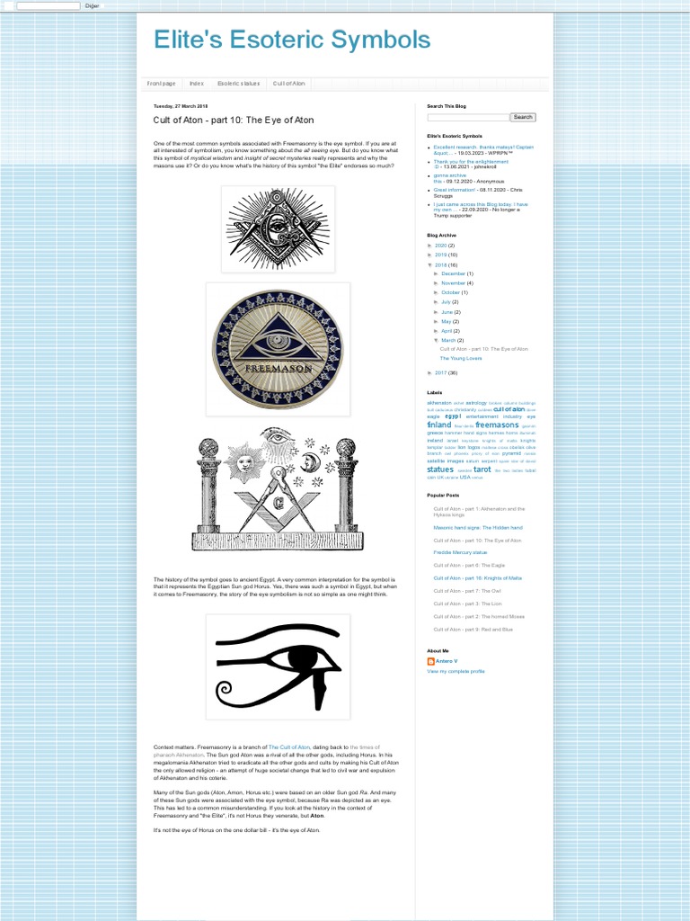 Elite's Esoteric Symbols - Cult of Aton - Part 10 - The Eye of Aton | PDF