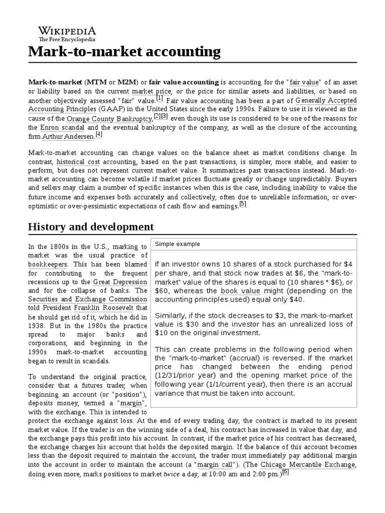 Mark-to-Market Accounting Explained | PDF | Mark To Market Accounting ...