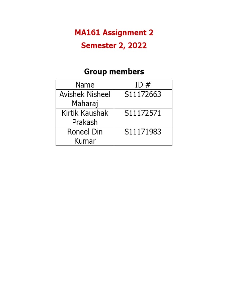 MA161 Assignment 2 | PDF