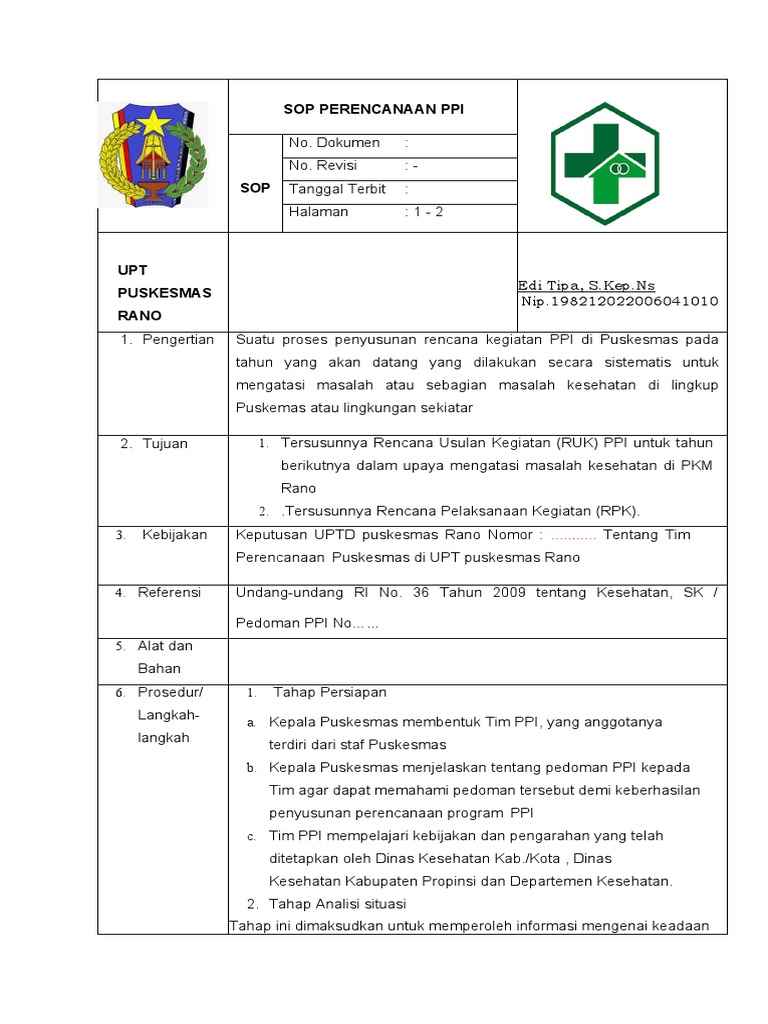 Format SOP Perencanaan PPI | PDF