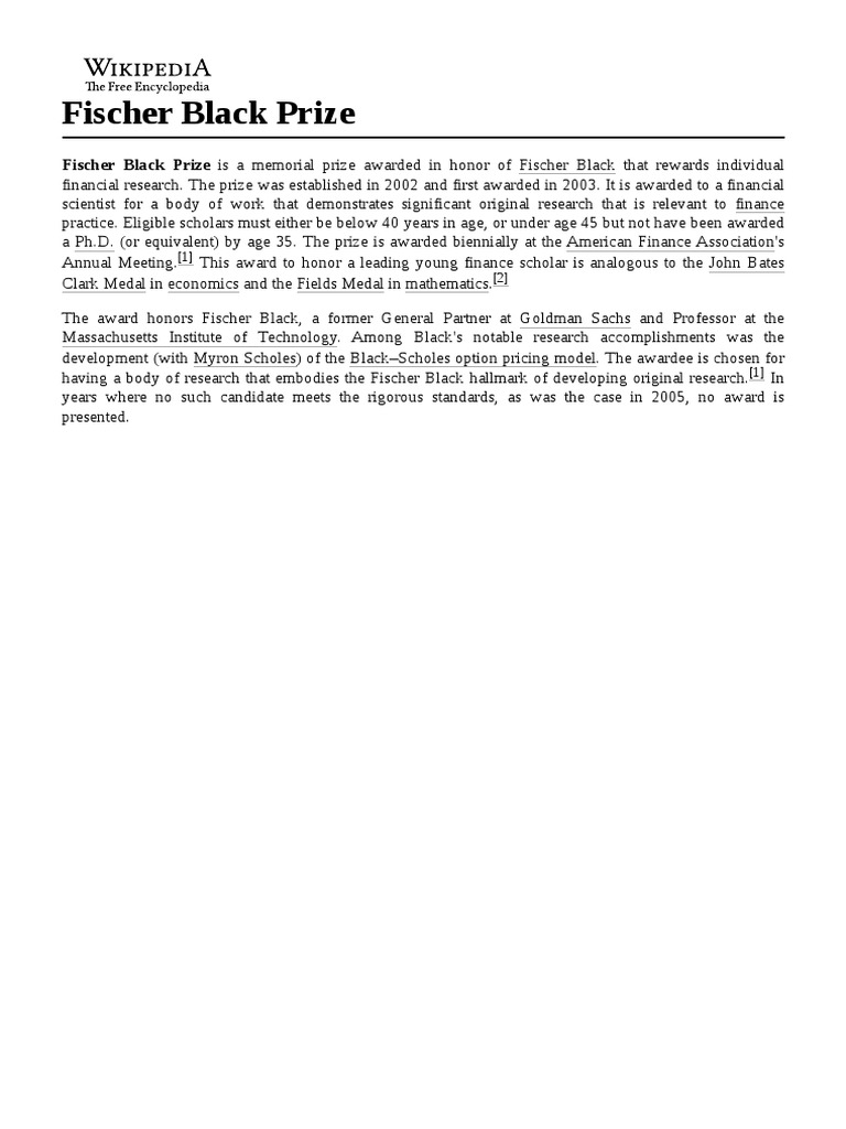 Fischer Black Prize | PDF