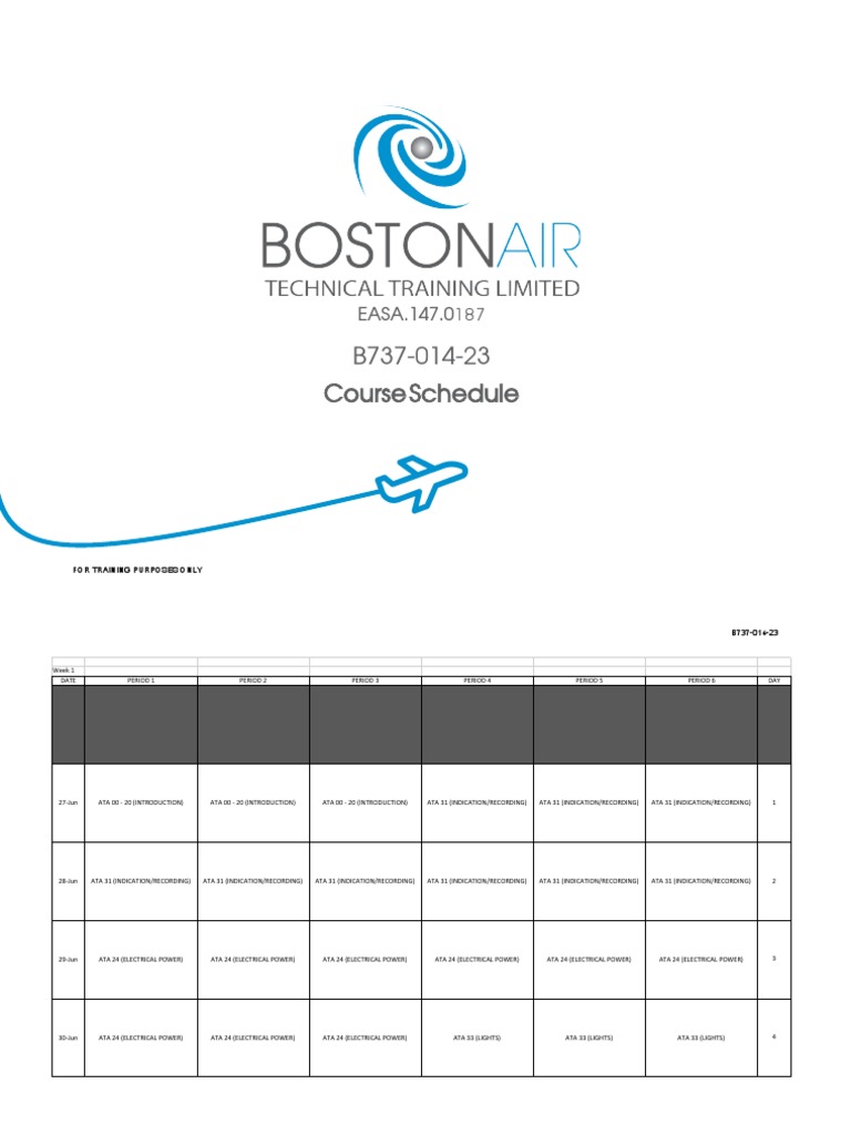 B737 Maintenance Course Schedule | PDF | Vehicles | Aircraft