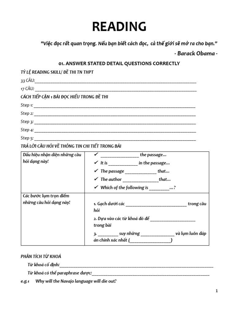 Handout reading skill | PDF