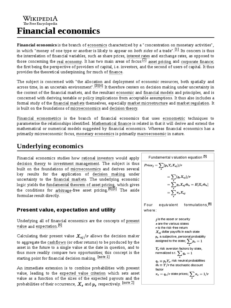 Financial Economics | PDF | Finance & Money Management