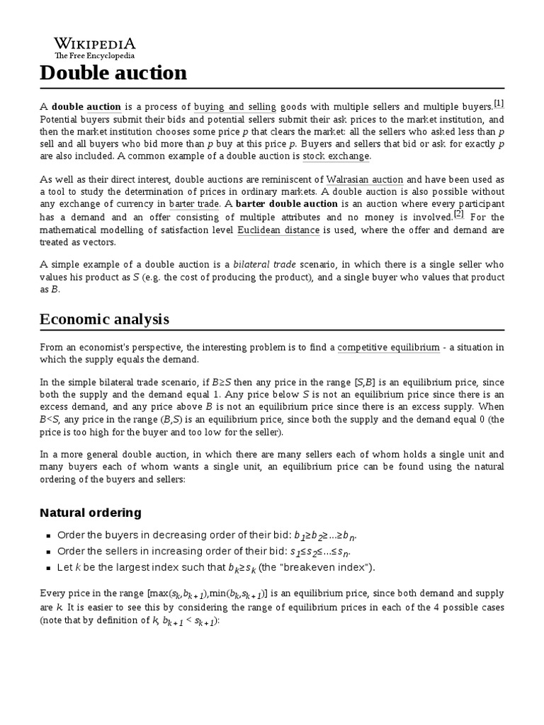 Double Auction | PDF