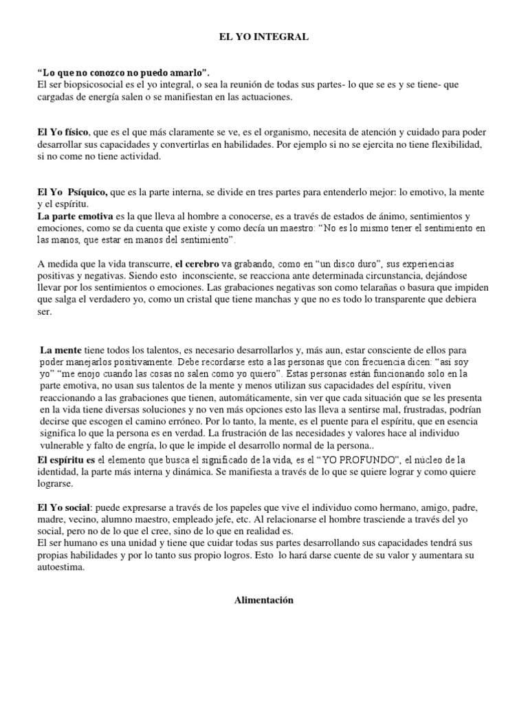 El Yo Integral y Bienestar Holístico | PDF | Respiración | Ejercicio físico