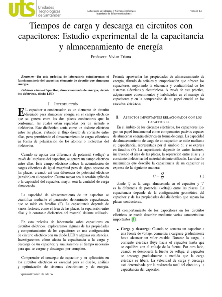 Practica Capacitores | PDF | Condensador | Capacidad