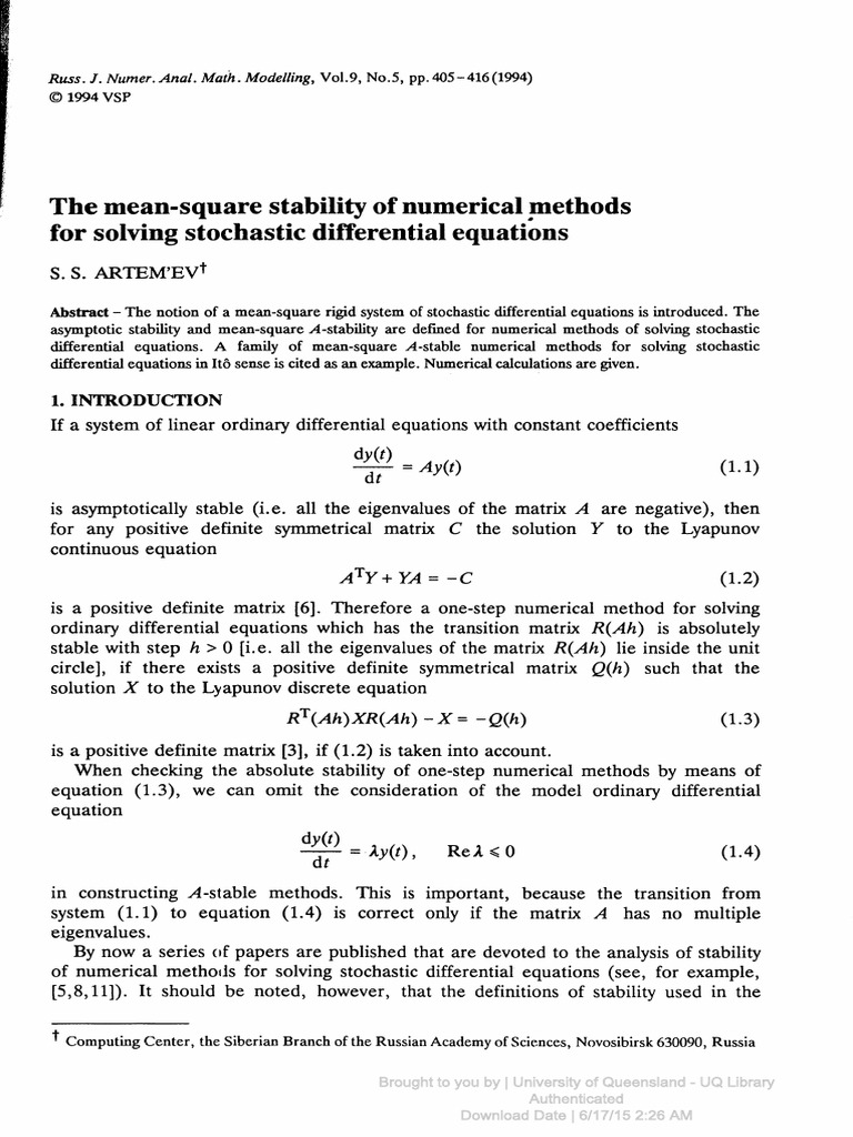 Modeling of atmospheric wind speed sequence using a lognormal continuous stochastic equation ...