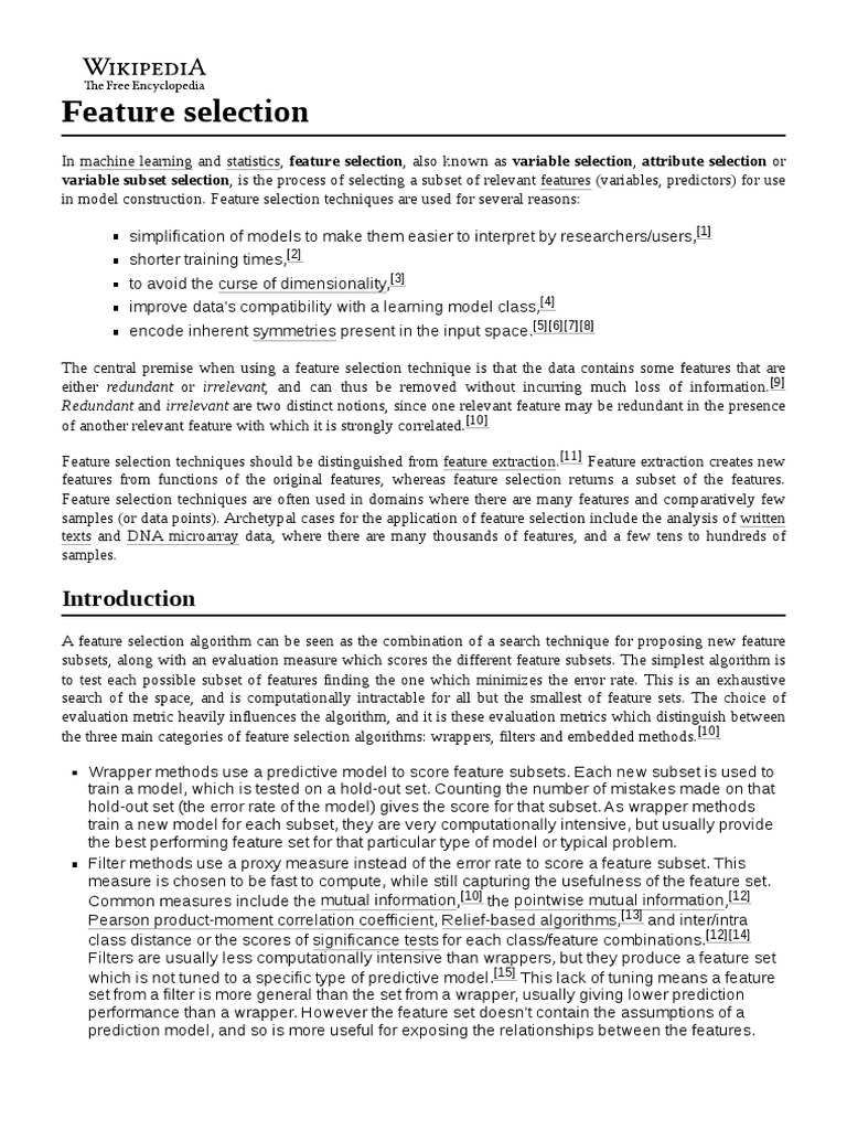 Feature Selection Pdf Applied Mathematics Algorithms