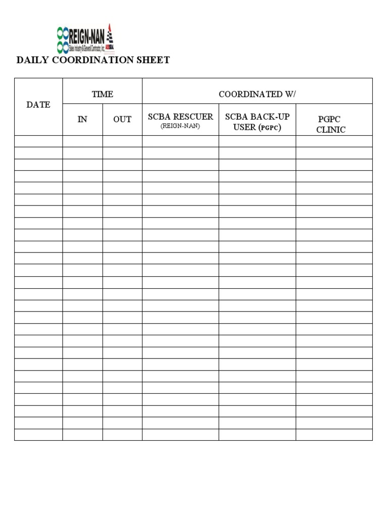 Daily Coordination Sheet | PDF