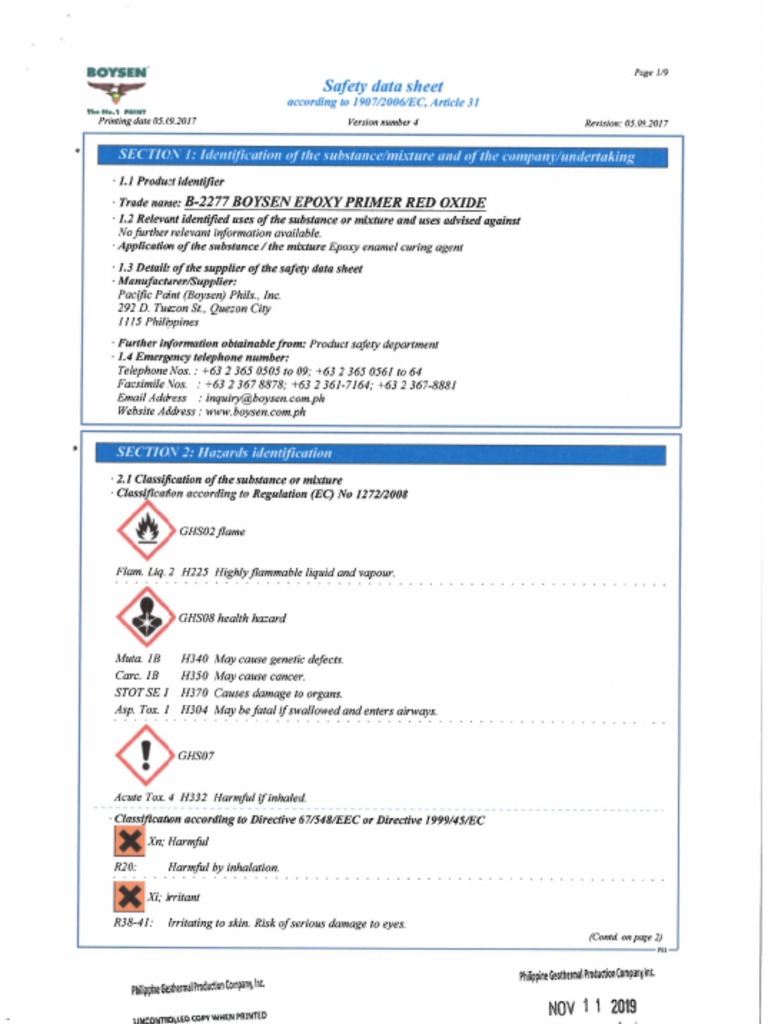 B-2277 Boysen Epoxy Primer Red Oxide - Boysen - 09may2017 | PDF