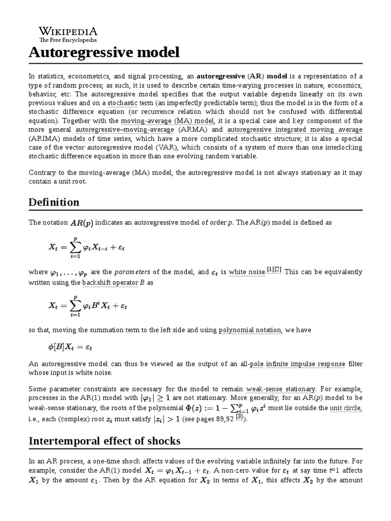 Autoregressive Model | PDF