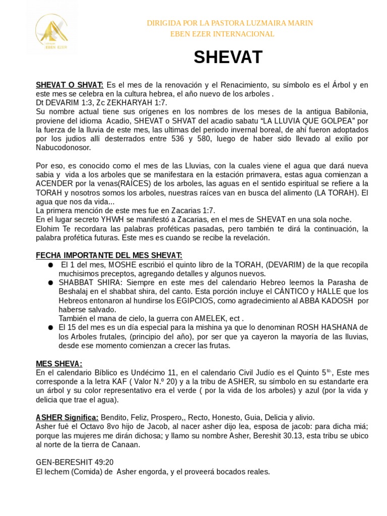 Shevat | PDF | Palabras y frases hebreas | Estudios de idiomas extranjeros