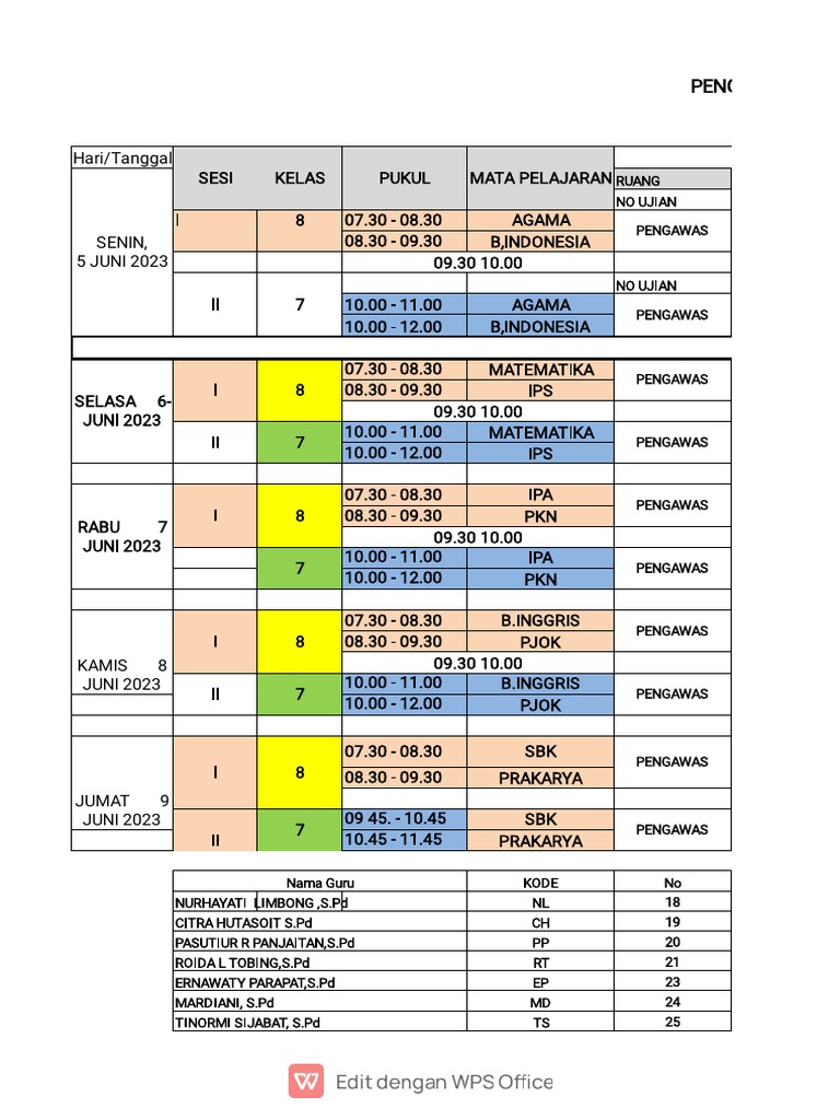 Roster Ujian Semester Genap 2022-2023 | PDF