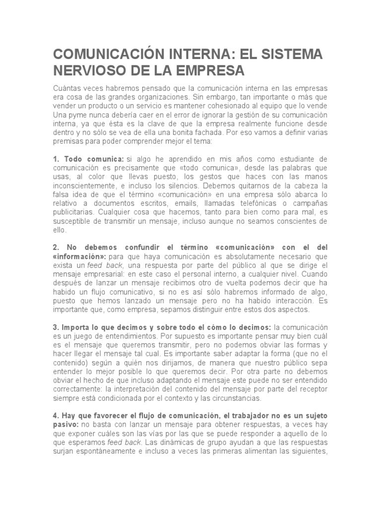 Comunicación Interna | PDF | Comunicación | Business