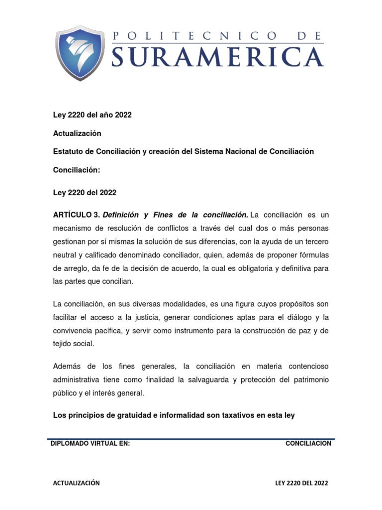 Ley 2220 Del Año 2022 Actualización | PDF | Gobierno | Justicia