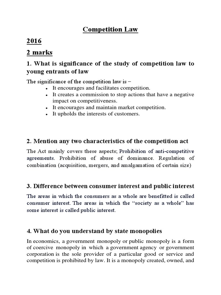 Solved Competition Law | PDF