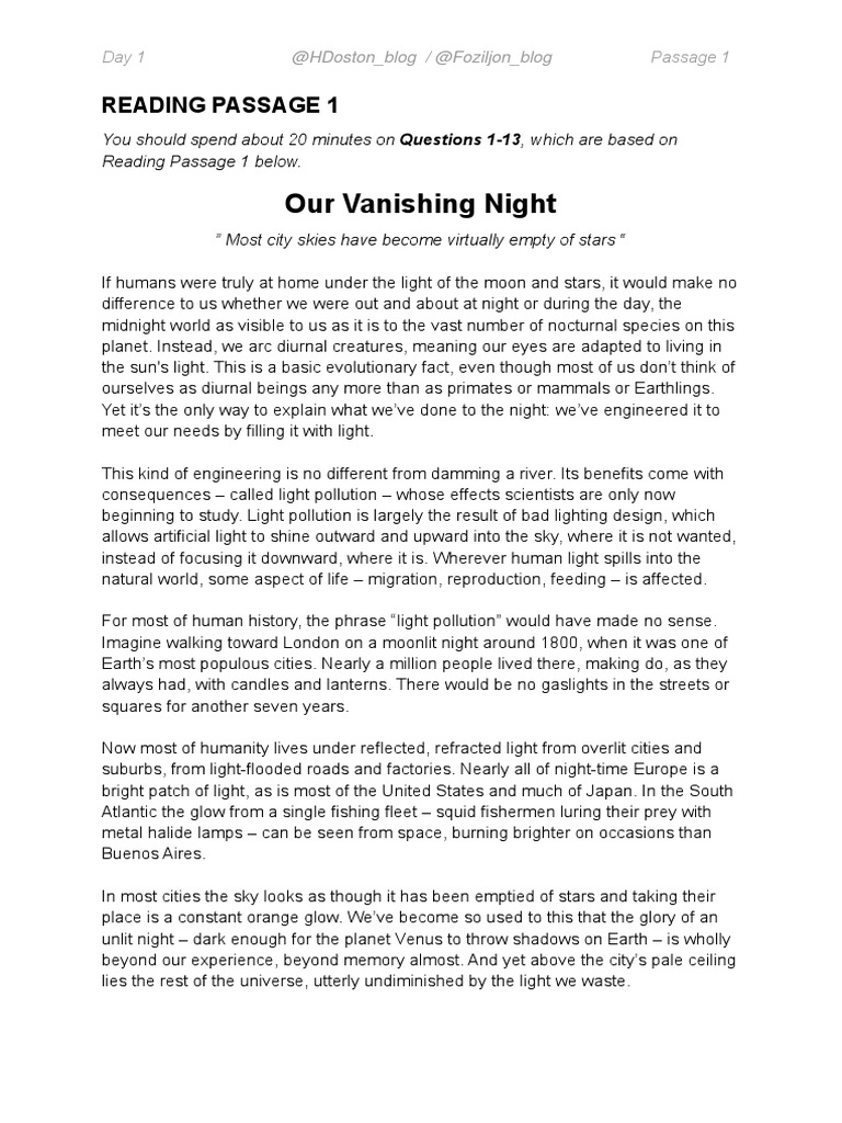 Day 1 - Passage 1 | PDF | Young Adult