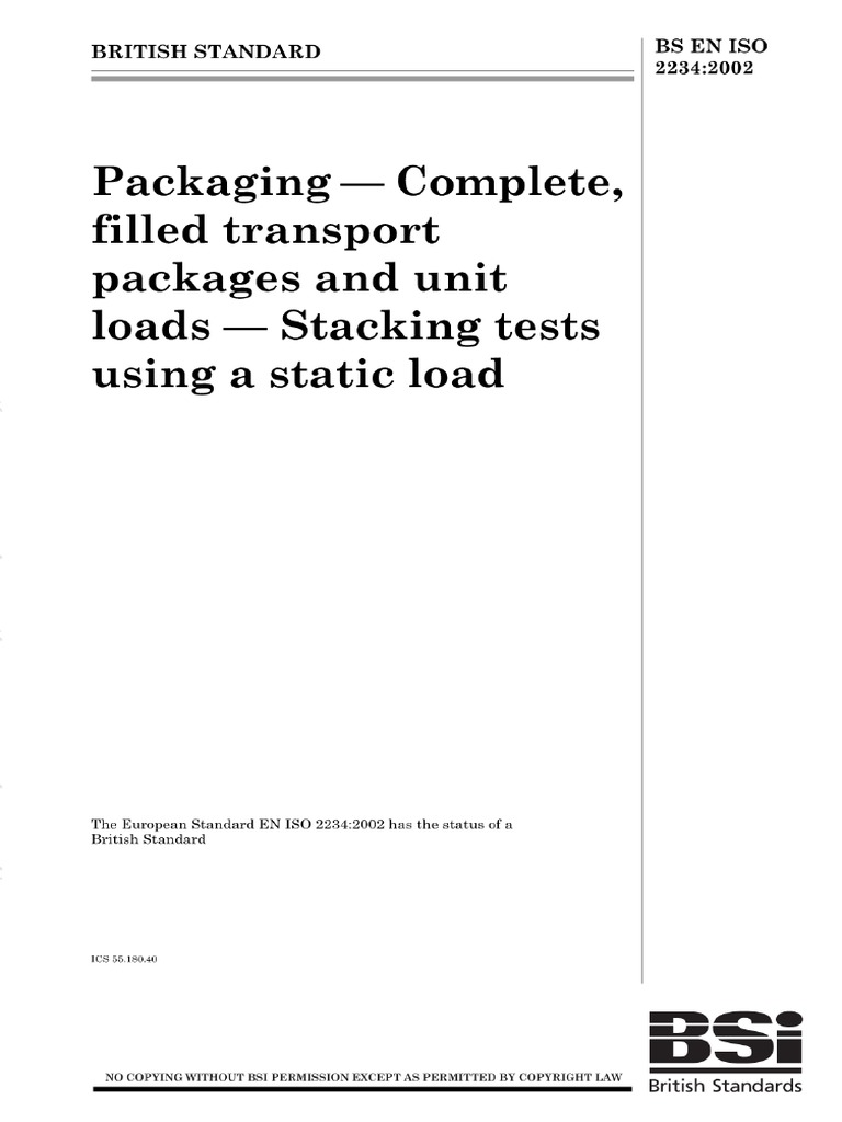Bs en Iso 2234 Packaging Complete Filled Transport Bs en Iso 22342002 389 | PDF