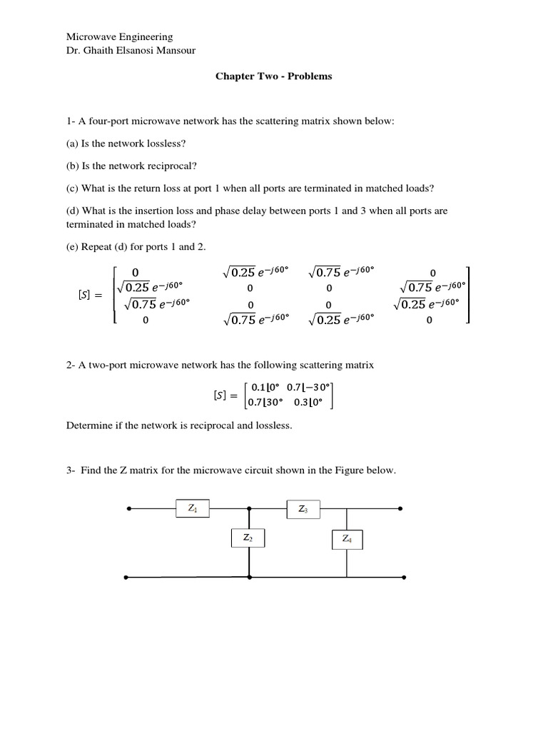Microwave - Chapter 2 Problems | PDF