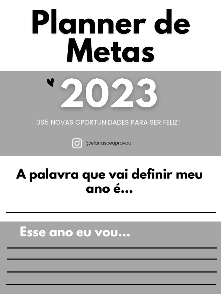 Planner de Metas 2023 | PDF | Motivação | Motivacional