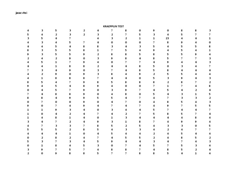Test de Kraepelin : Guide et PDF | PDF
