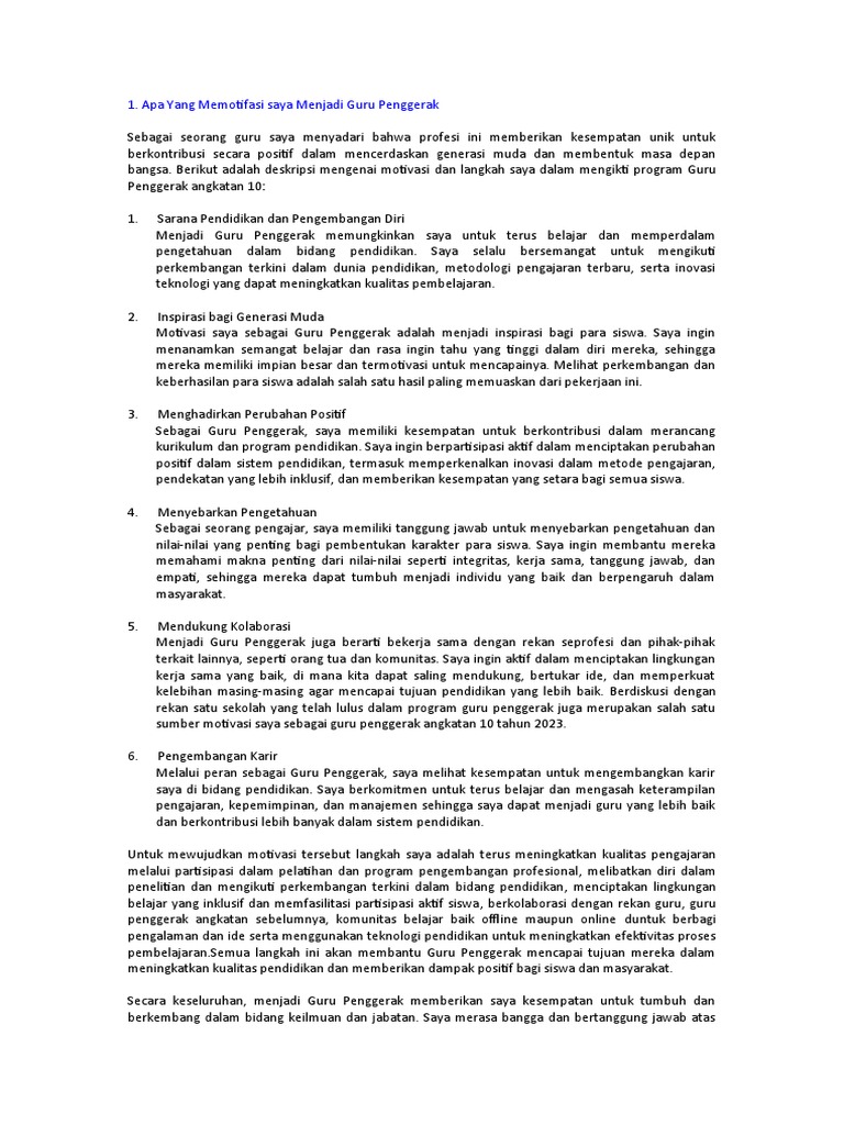 Motivasi dan Kelebihan Guru Penggerak | PDF | Karier & Perkembangan