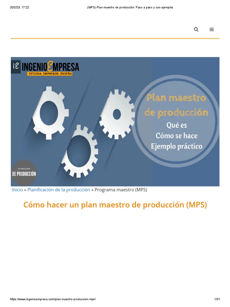 (MPS) Plan maestro de producción_ Paso a paso y con ejemplos | PDF | Inventario | Planificación