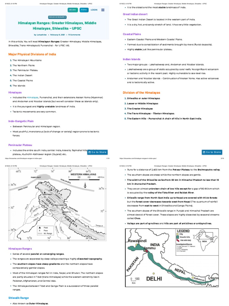 Himalayan Ranges Overview for UPSC | PDF | Himalayas | Landscape