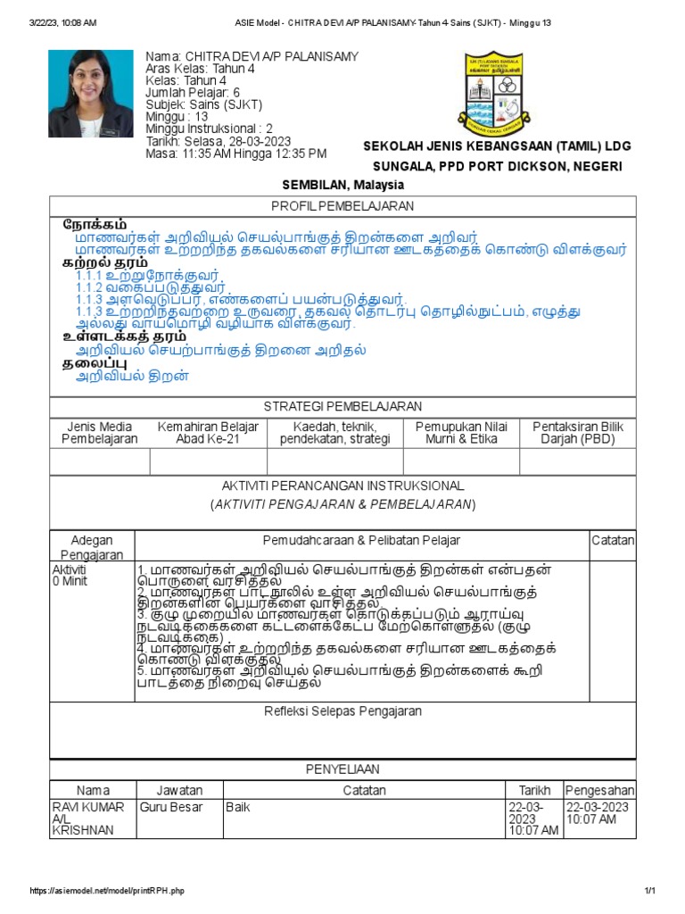 Asie Model - Chitra Devi A_p Palanisamy-tahun 4-Sains (Sjkt) - Minggu ...