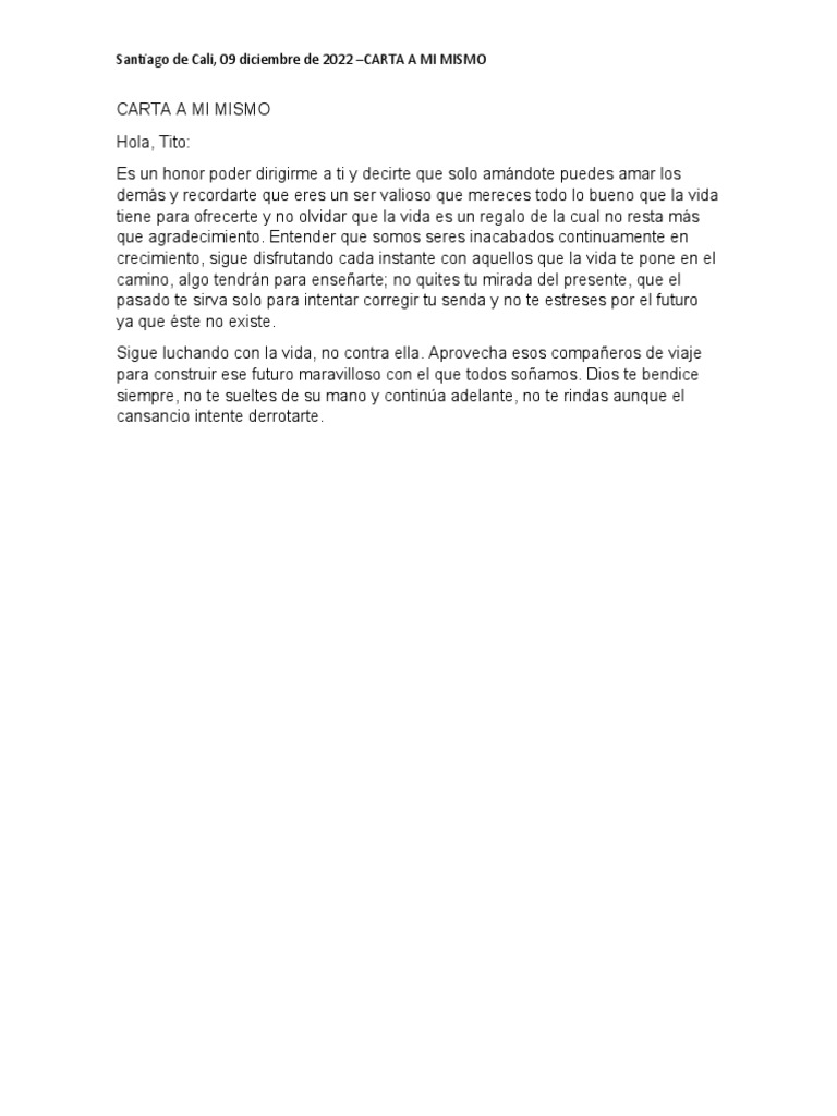 Carta A Mi Mismo | PDF