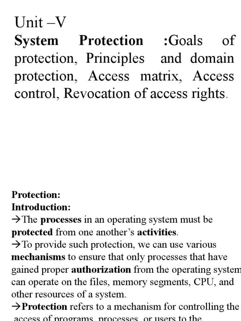 Unit 5 Protection | PDF | Process (Computing) | Computer File
