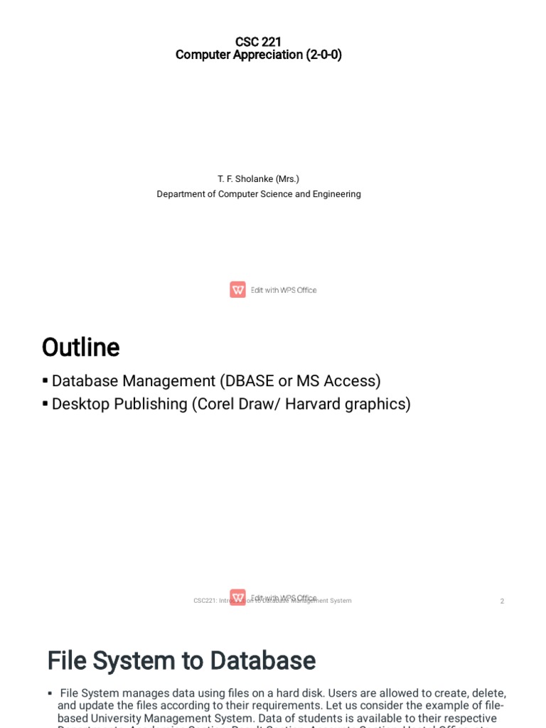 CSC 221 - Comp Appreciation | PDF | Databases | Relational Database CSC 221 - Comp Appreciation | PDF | Databases | Relational Database